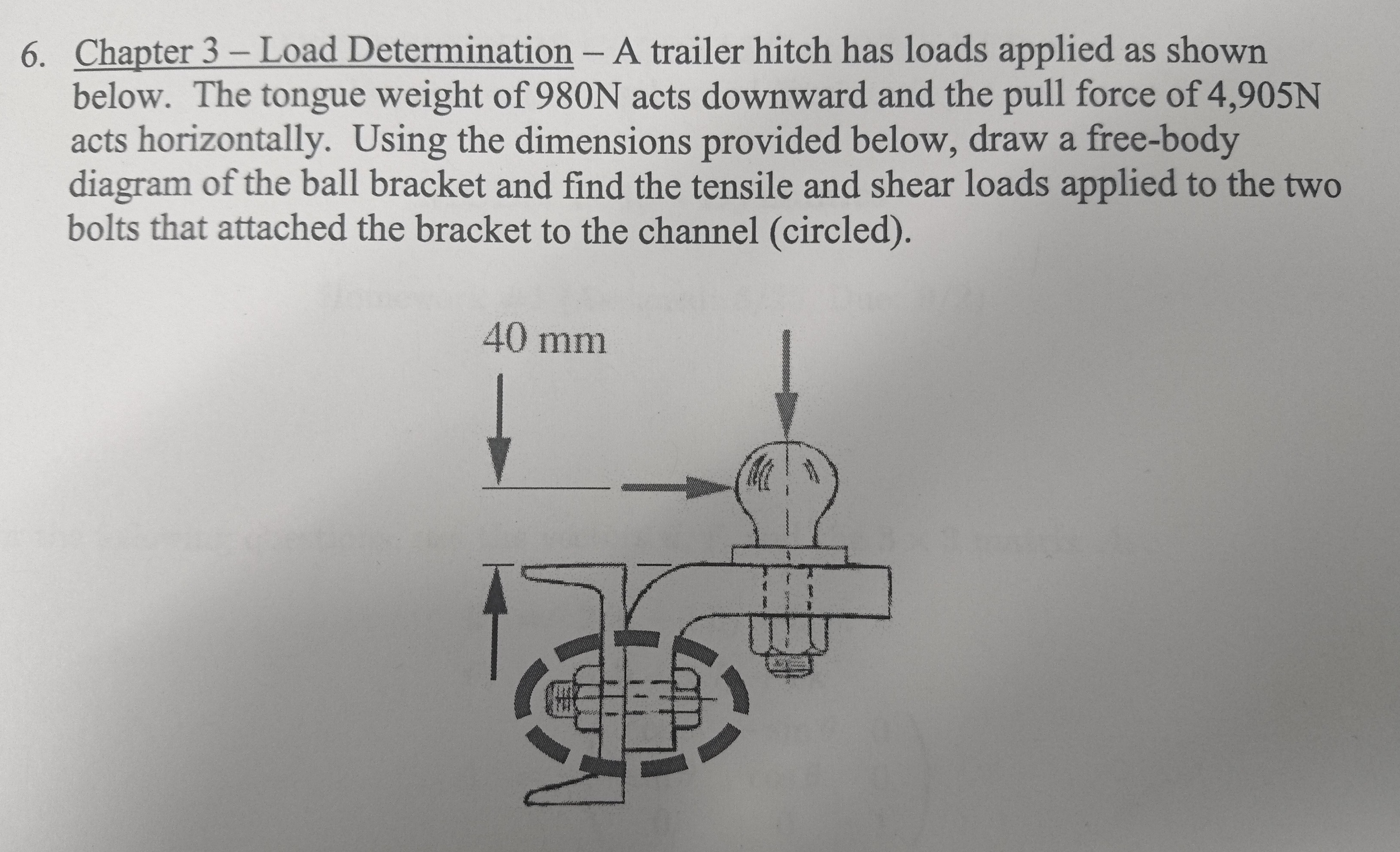 Solved Load Determination - A trailer hitch has loads | Chegg.com