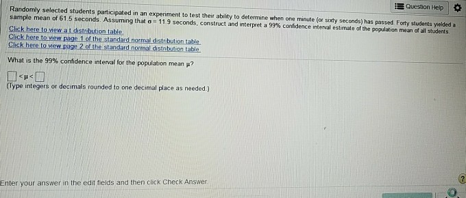Solved Randomly selected students participated in an | Chegg.com