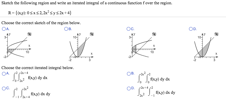 Solved Sketch the following region and write an iterated | Chegg.com