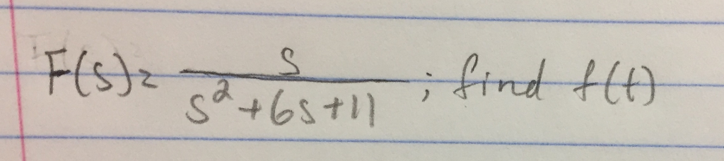 Solved F(S) = S/S^2 + 6S 11; find f(t) | Chegg.com