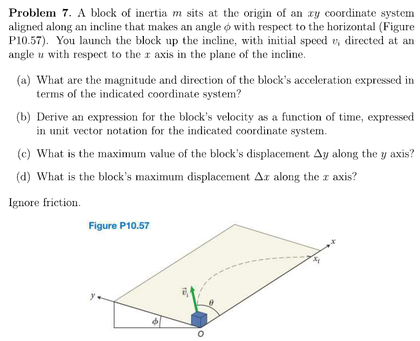 Solved Problem 7. A block of inertia m sits at the origin of | Chegg.com