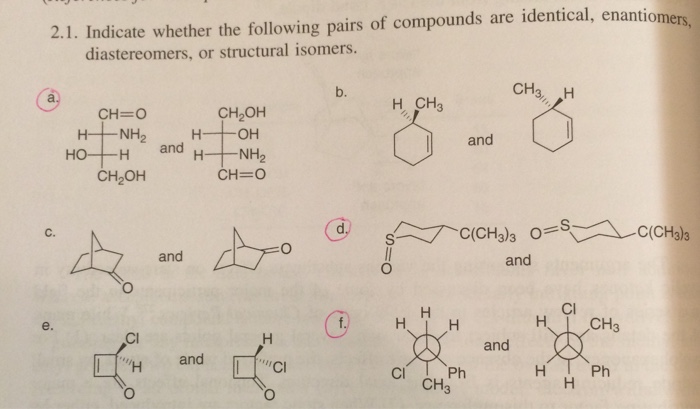 Solved Indicate whether the following pairs of compounds are | Chegg.com