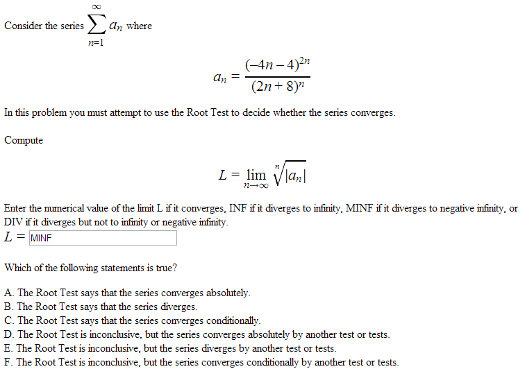 Solved Consider the series where an = (-4n-4)2n/(2n+8)n | Chegg.com