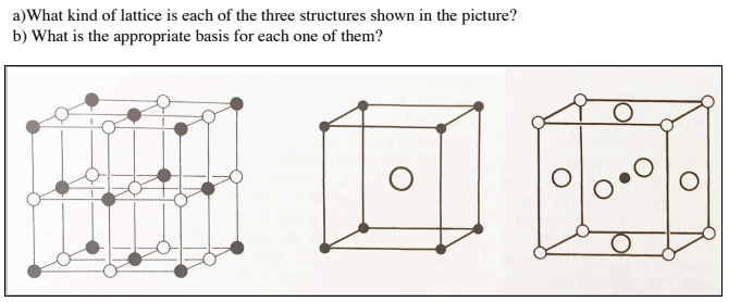 Solved a)What kind of lattice is each of the three | Chegg.com