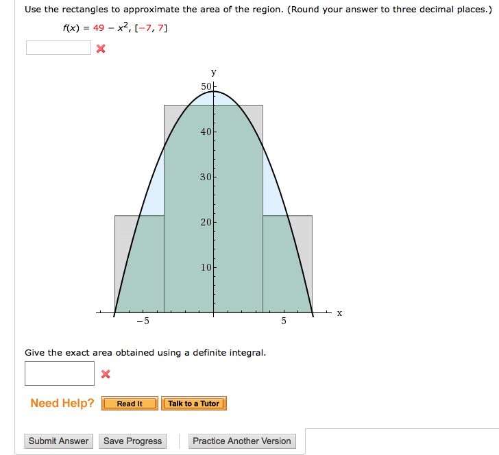 Solved Use the rectangles to approximate the area of the | Chegg.com