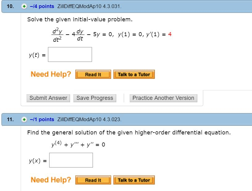 Solved Solve the given initial-value problem. d^2 y/dt^2 - | Chegg.com