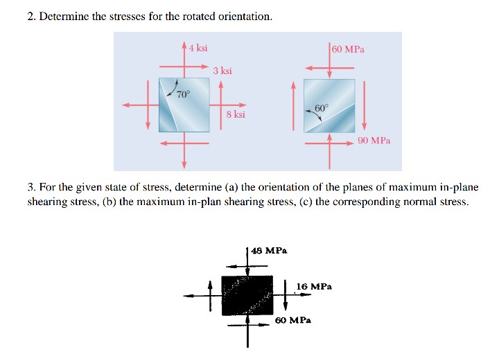 Solved 2. Determine the stresses for the rotated orientation | Chegg.com