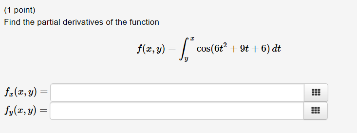Solved (1 poini) Find the partial derivatives of the | Chegg.com