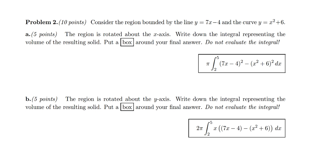 Solved Solving Volumes - May I see detailed steps leading to | Chegg.com