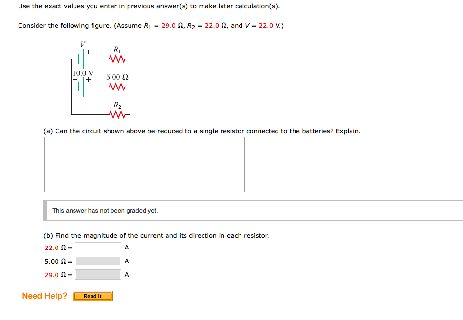 Solved Use the exact values you enter in previous answer(s) | Chegg.com