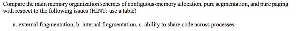 Solved Compare The Main Memory Organization Schemes 