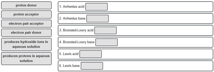 Solved proton donor proton acceptor electron pair acceptor | Chegg.com