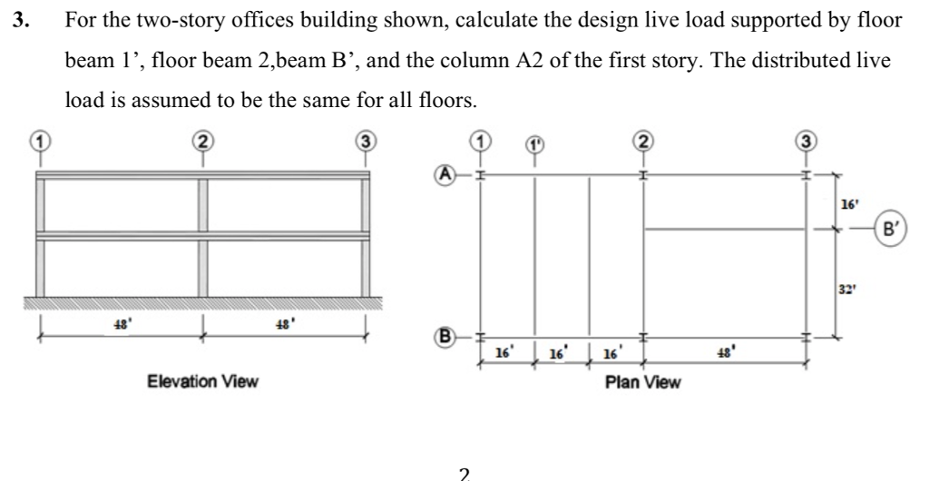 Solved 3. For the two-story offices building shown, | Chegg.com
