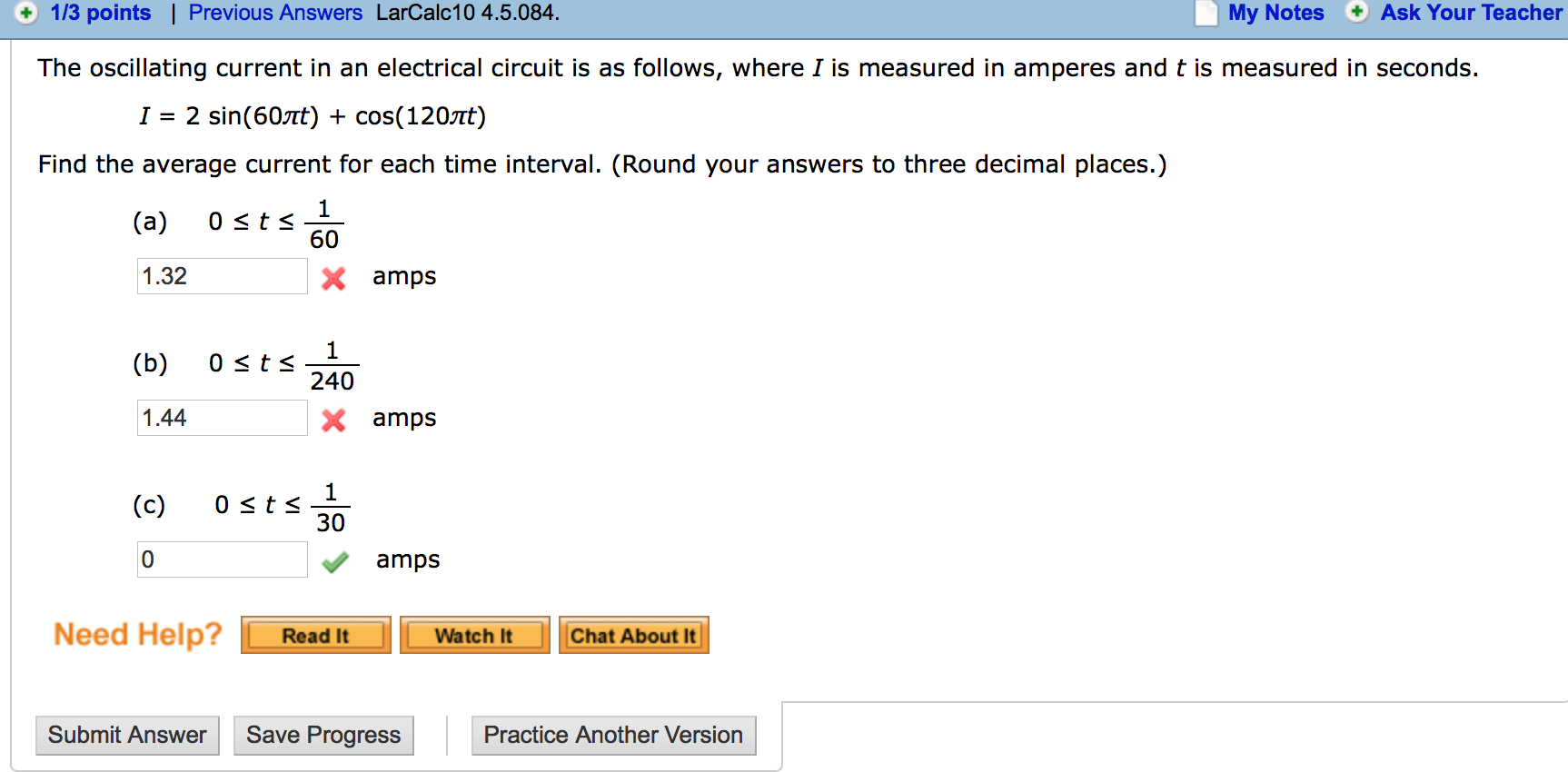 Solved The oscillating current in an electrical circuit is | Chegg.com