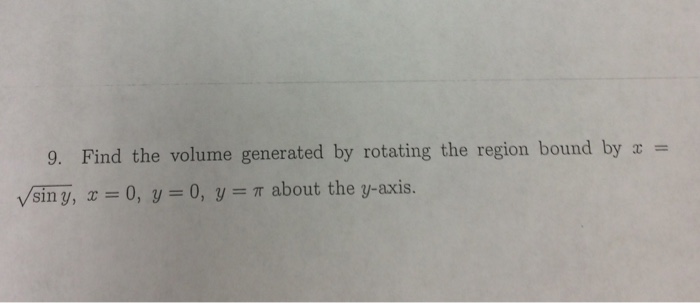 Solved Find the volume generated by rotating the region | Chegg.com