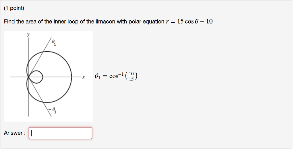Solved (1 point) Find the area of the inner loop of the | Chegg.com