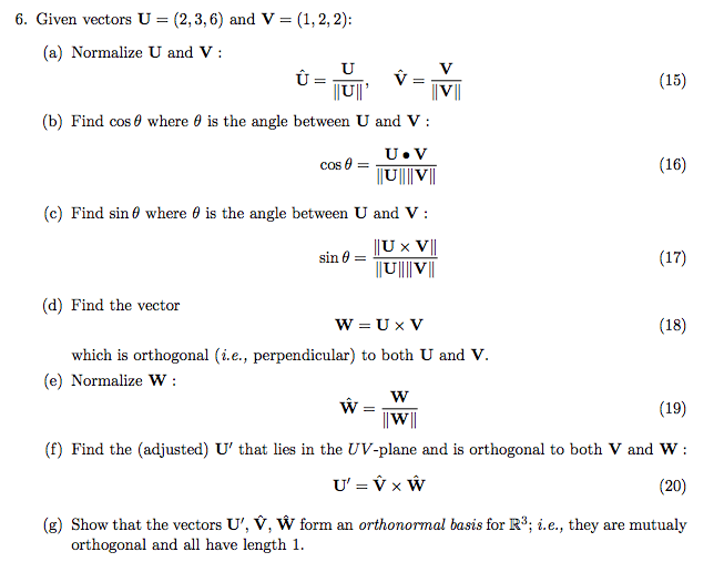 Solved Given vectors U = (2, 3, 6) and V = (1, 2, 2): | Chegg.com