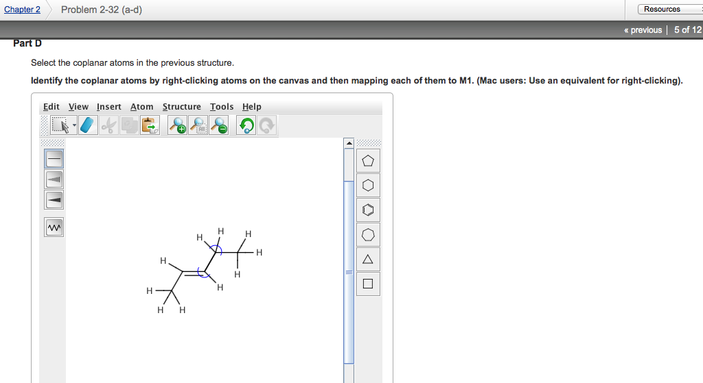 Solved Select the coplanar atoms in the previous structure. | Chegg.com