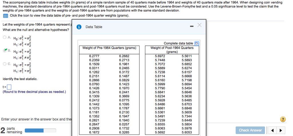 Solved The accompanying data table includes weights (in | Chegg.com