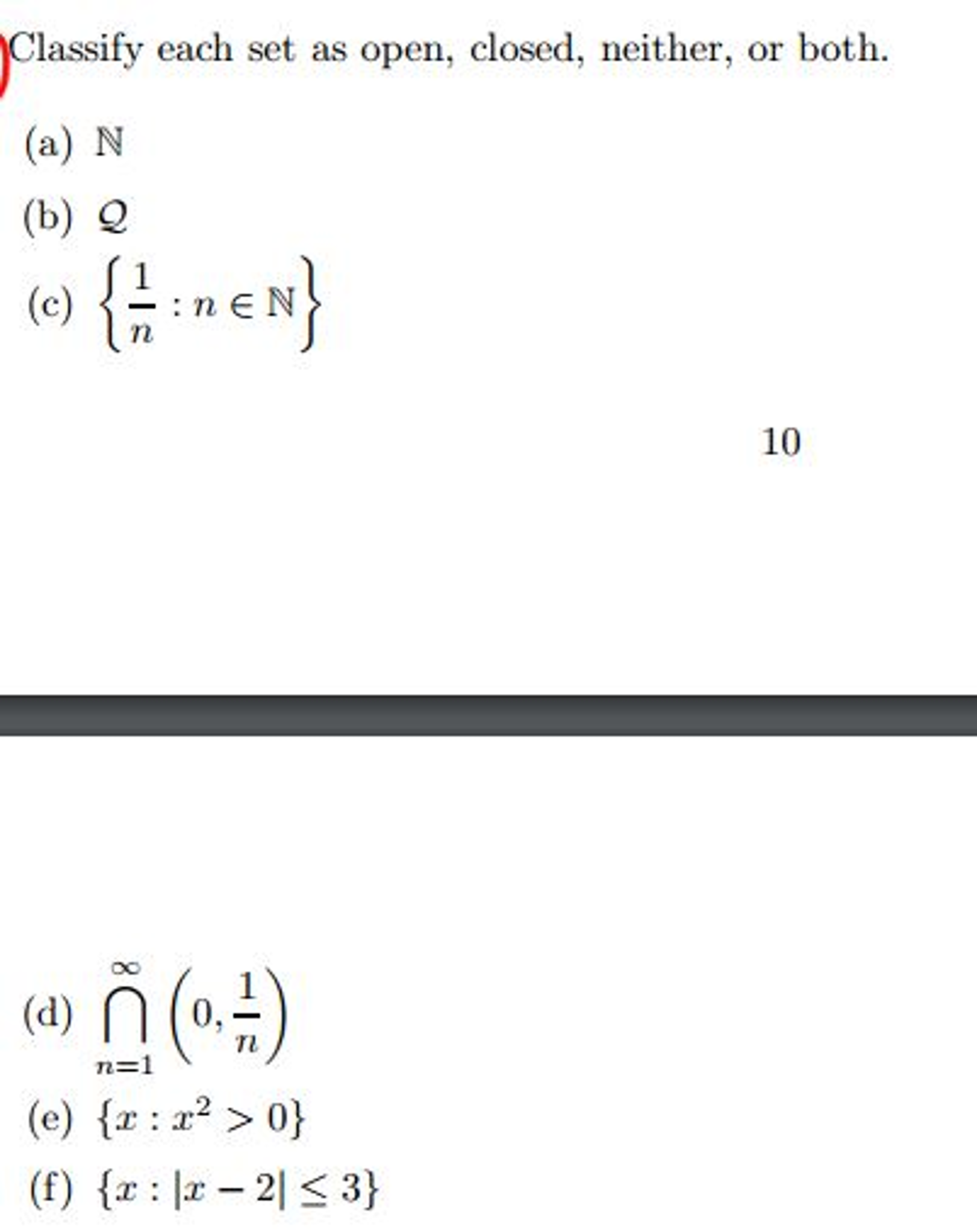 Solved Classify each set as open, closed, neither, or both. | Chegg.com