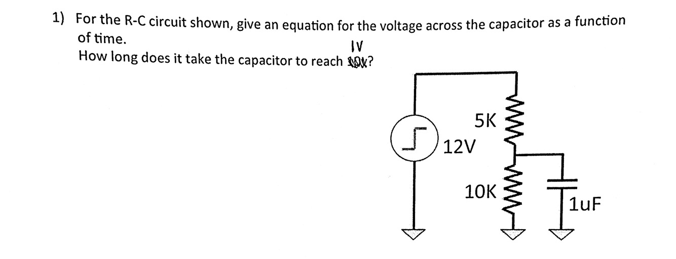 Solved For the R-C circuit shown, give an equation for the | Chegg.com