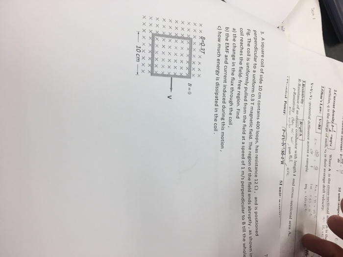 Solved A square coil of side 10 cm contains 400 loops, | Chegg.com