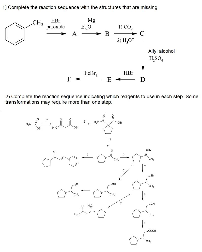 Solved Complete the reaction sequence with the structures | Chegg.com
