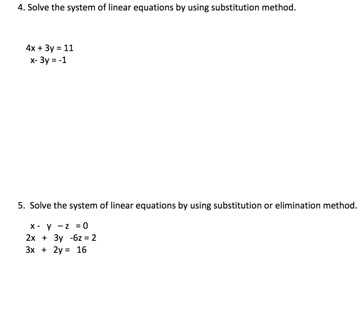 Solved Solve the system of linear equations by using | Chegg.com