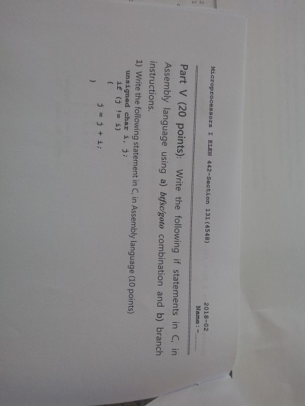 Solved Microprocessors I ELEN 442-Section 131 (4548) 2018-02 | Chegg.com