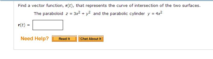 Solved Find a vector function, r(t), that represents the | Chegg.com