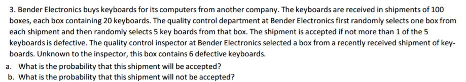 Solved Bender Electronics buys keyboards for its computers | Chegg.com
