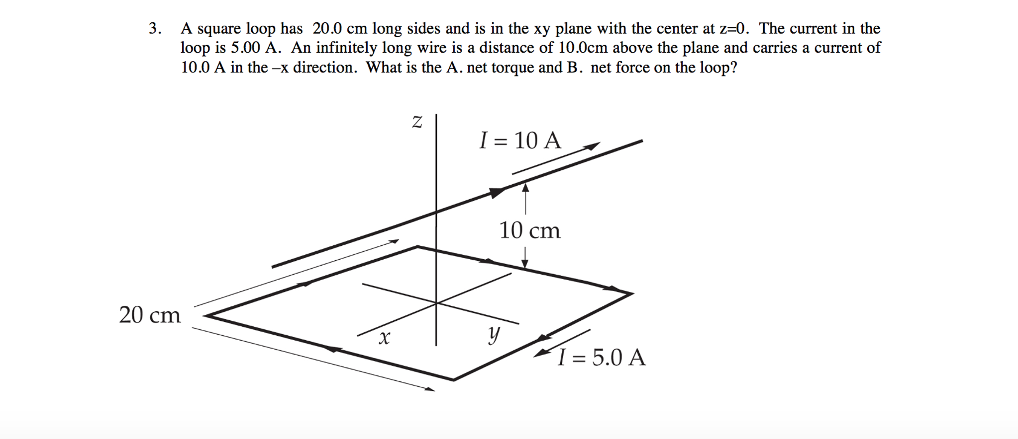 Solved A square loop has 20.0 cm long sides and is in the xy | Chegg.com