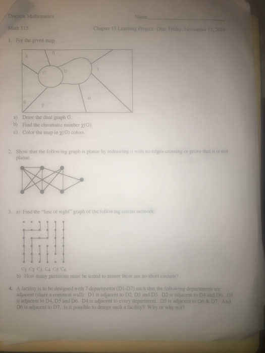Solved For the given map Draw the dual graph G. Find the | Chegg.com
