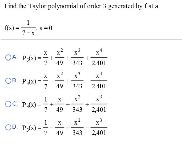 Solved Find the Taylor polynomial of order 3 generated by f | Chegg.com