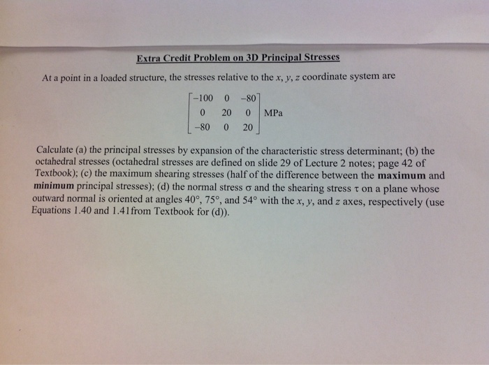 Solved At a point in a loaded structure, the stresses | Chegg.com