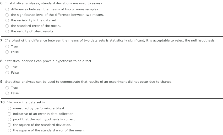 6. In statistical analyses, standard deviations are | Chegg.com