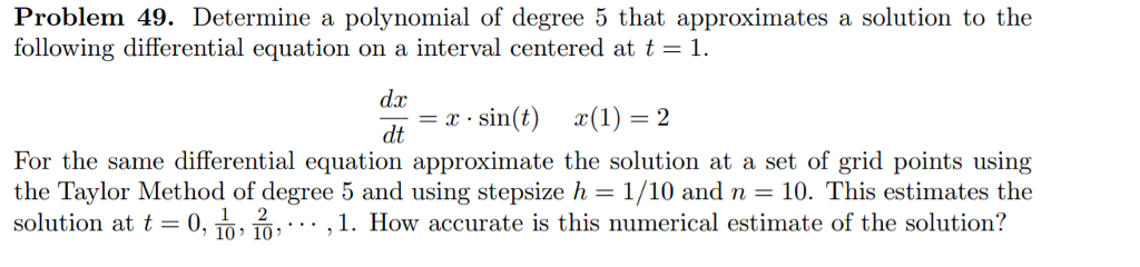 Solved Problem 49. Determine a polynomial of degree 5 that | Chegg.com