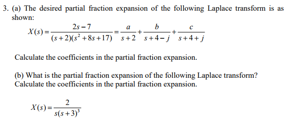 Solved 3. (a) The desired partial fraction expansion of the | Chegg.com