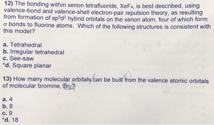 Solved The bonding within xenon tetrafluoride, XeF_4, is | Chegg.com