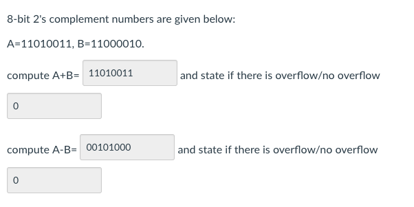 Solved 8-bit 2's complement numbers are given below: | Chegg.com