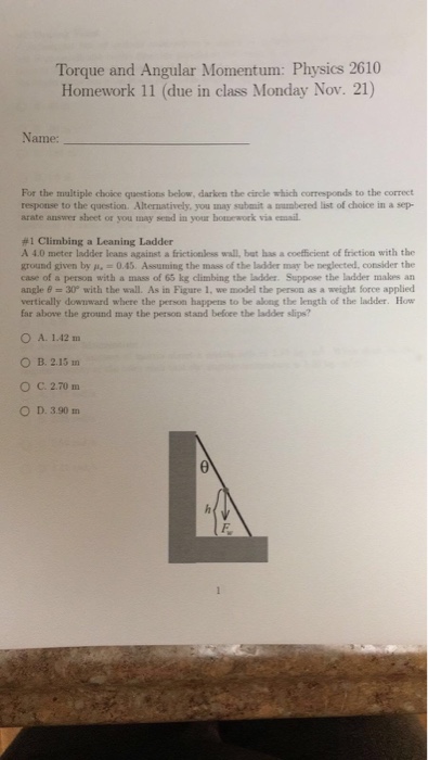 Solved Torque and Angular Momentum: Physics 2610 Homework 11 | Chegg.com