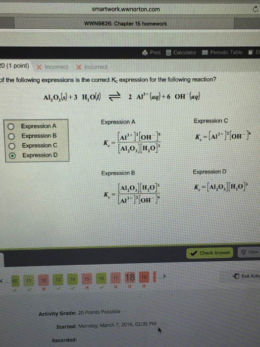 Solved of the following expressions is the correct K_c | Chegg.com
