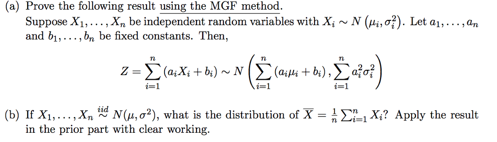 Solved (a) Prove the following result using the MGF method. | Chegg.com