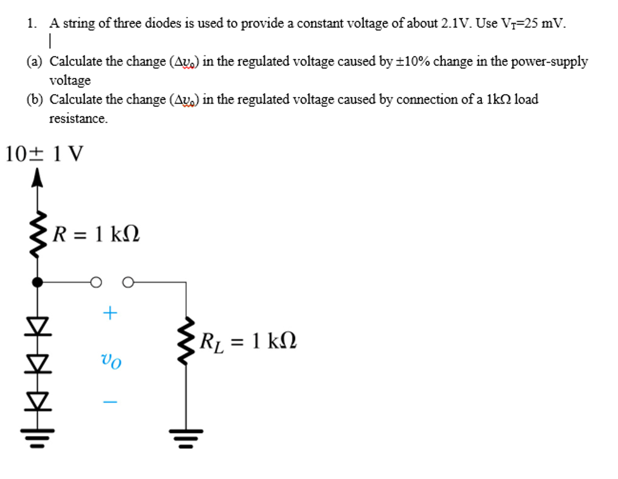 Solved A string of three diodes is used to provide a | Chegg.com