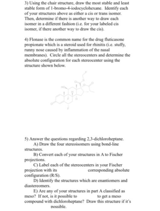 Solved Using the chair structure, draw the most stable and | Chegg.com