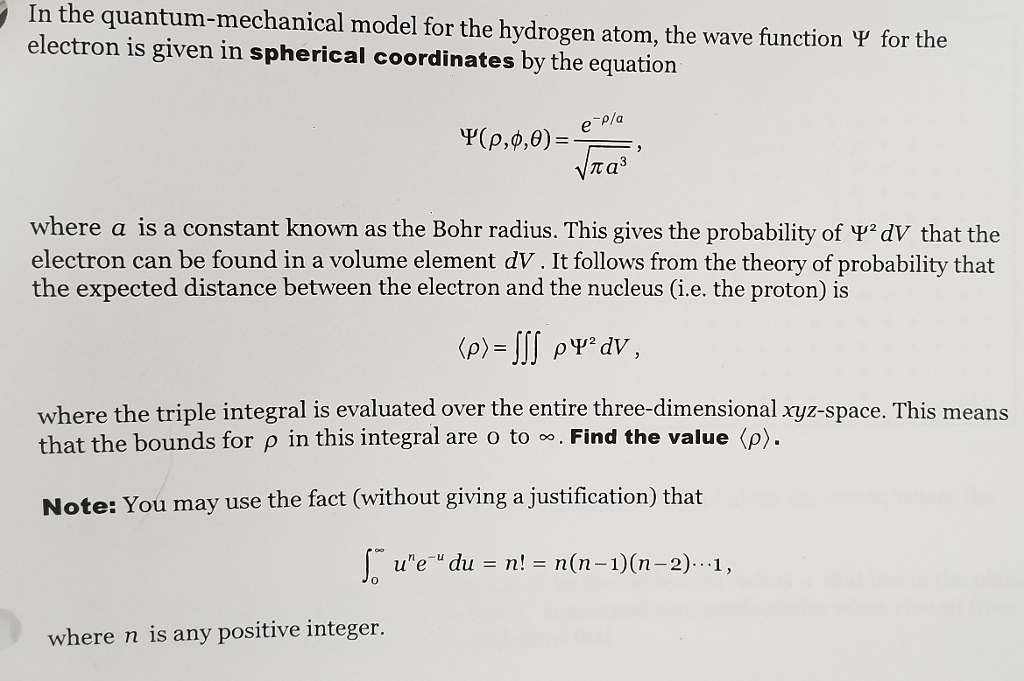 Solved In the quantum-mechanical model for the hydrogen | Chegg.com