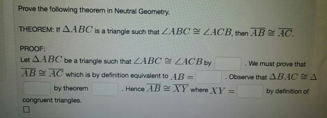 Solved Prove the following theorem in Neutral Geometry | Chegg.com