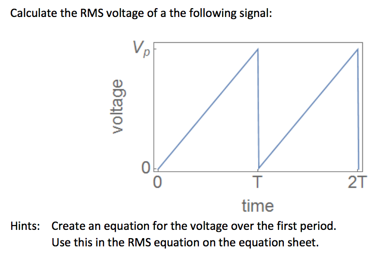 Solved Calculate the RMS voltage of a the following signal: | Chegg.com