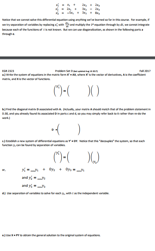 Solved x1 = x1 + 2x2 + 2x3 = 2x1 + 3x2-2x3 對 -5x1 + 3x2 8x3 | Chegg.com