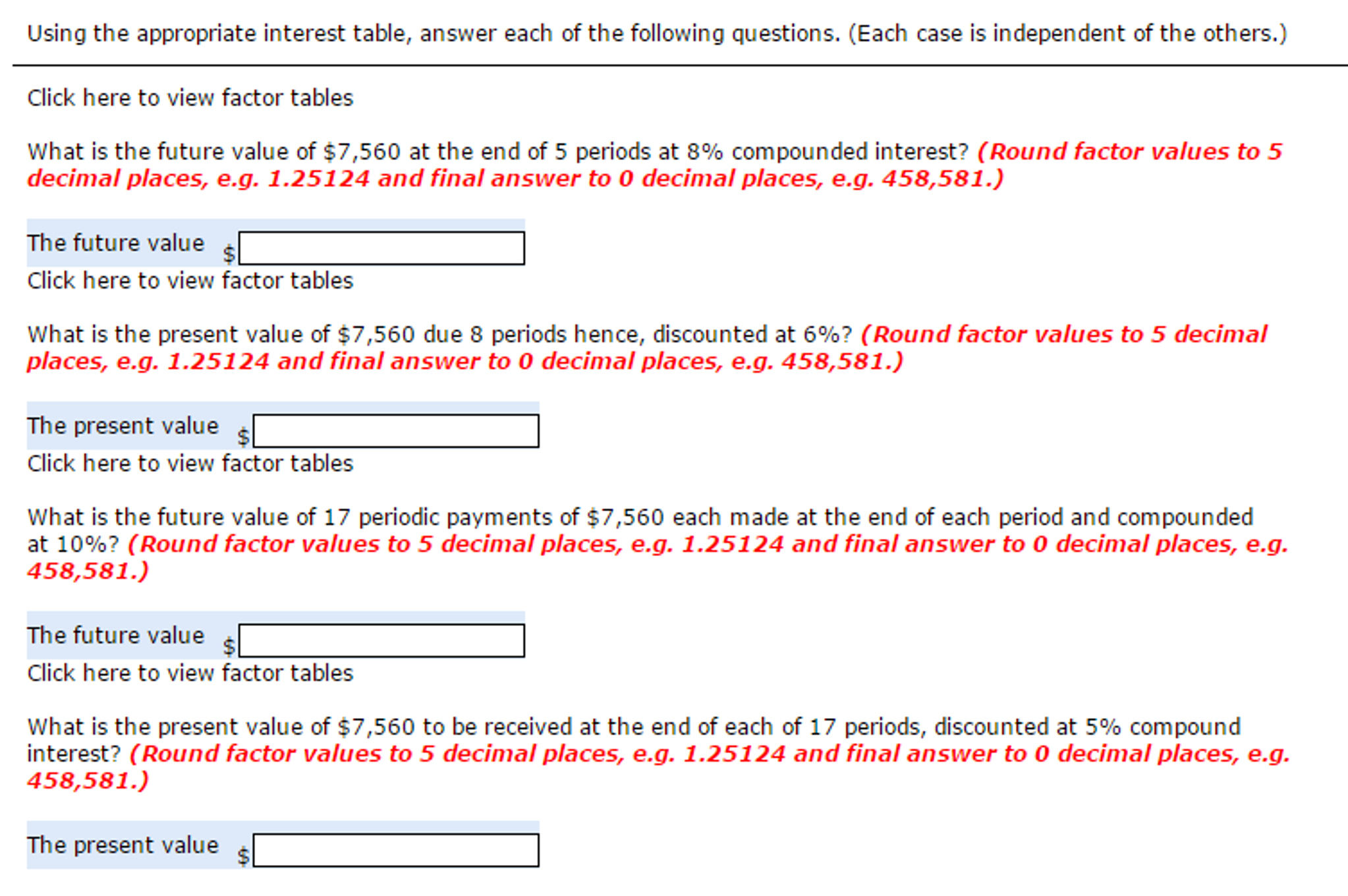 Solved Using the appropriate interest table, answer each of | Chegg.com